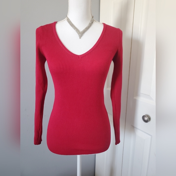 Tops | Small Red Long Sleeve Blouse | Poshmark